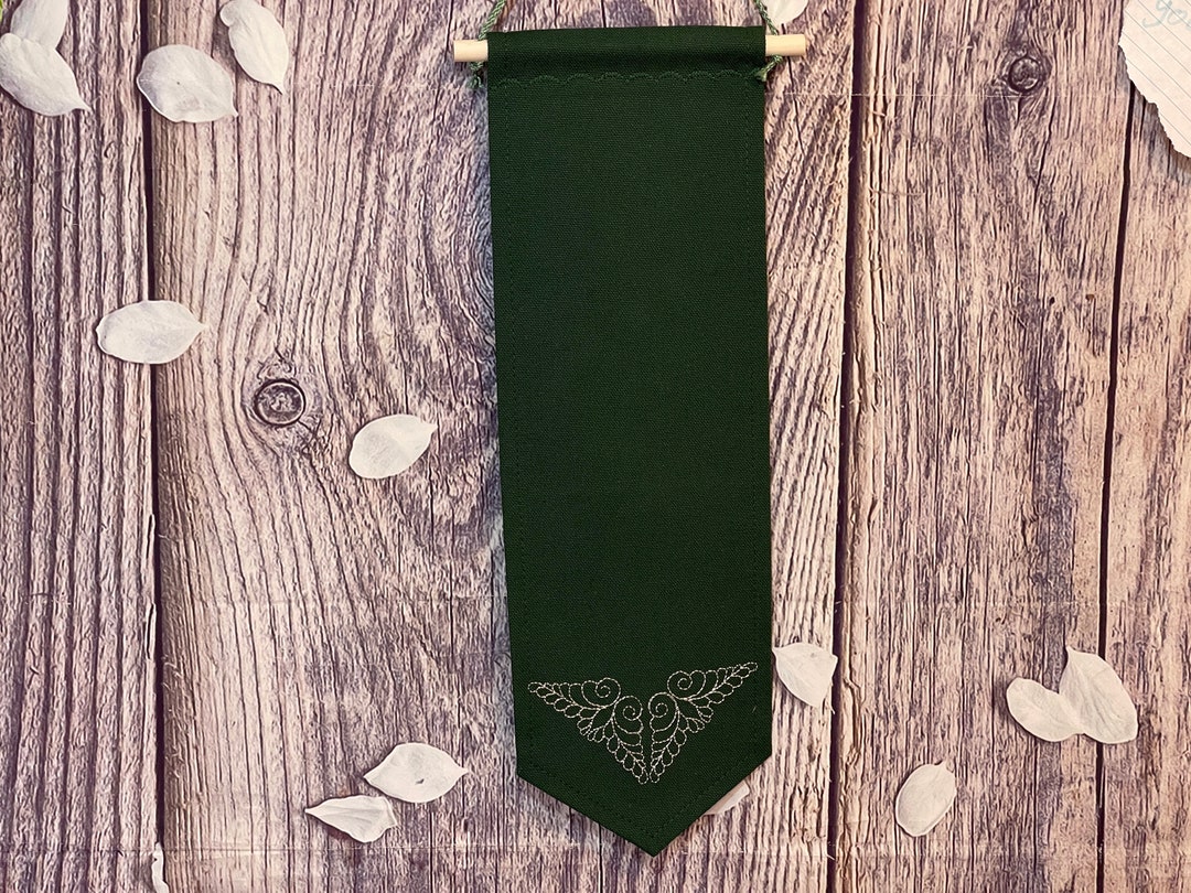 Enamel Pin Banner With Beautiful Embroidery, Forest Green Canvas Pin ...