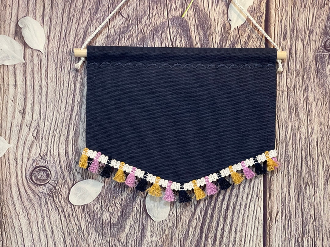 Pin Banner / Unique Pin Pennant / Handmade Blank Canvas Banner With ...