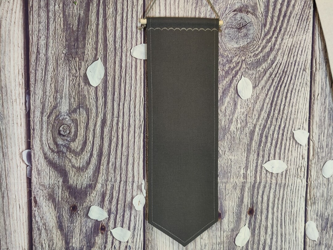 Pin Banner Handcrafted From Duck Canvas/ Tall Pin Banner in Charcoal to ...