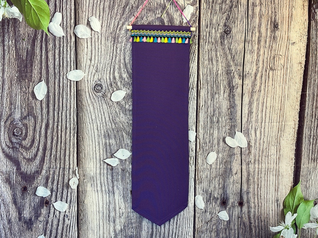 Purple Pin Pennant With Beautiful Lace Trim on Top/ Tall Pin Banner in ...