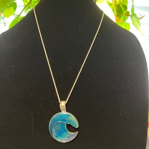 Wave Necklace Blue Made of Sterling Silver - Etsy