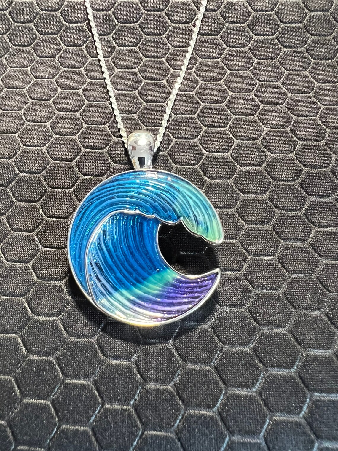 Wave Necklace Blue Made of Sterling Silver | Etsy