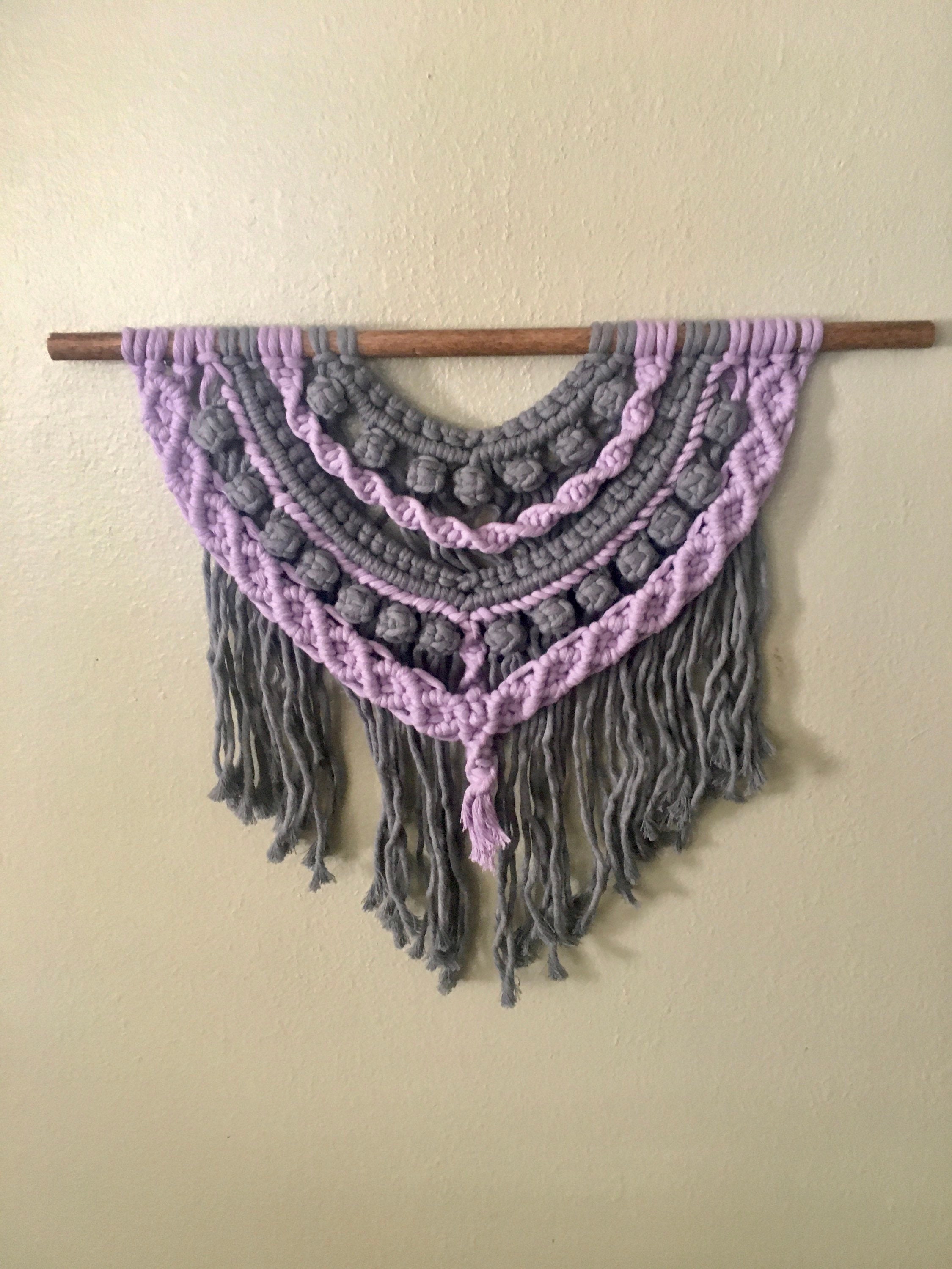 Pequeña lavanda púrpura y gris Macrame colgante decoración de | Etsy