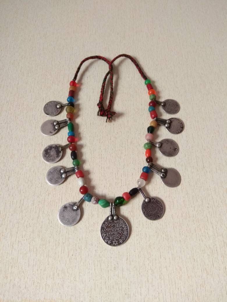 Old Moroccan Berber Necklace With Old Berber Silver Coin Pendants ...