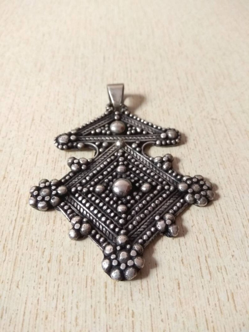 Antique Silver Cross Pendant From Southern Morocco With Granulats ...
