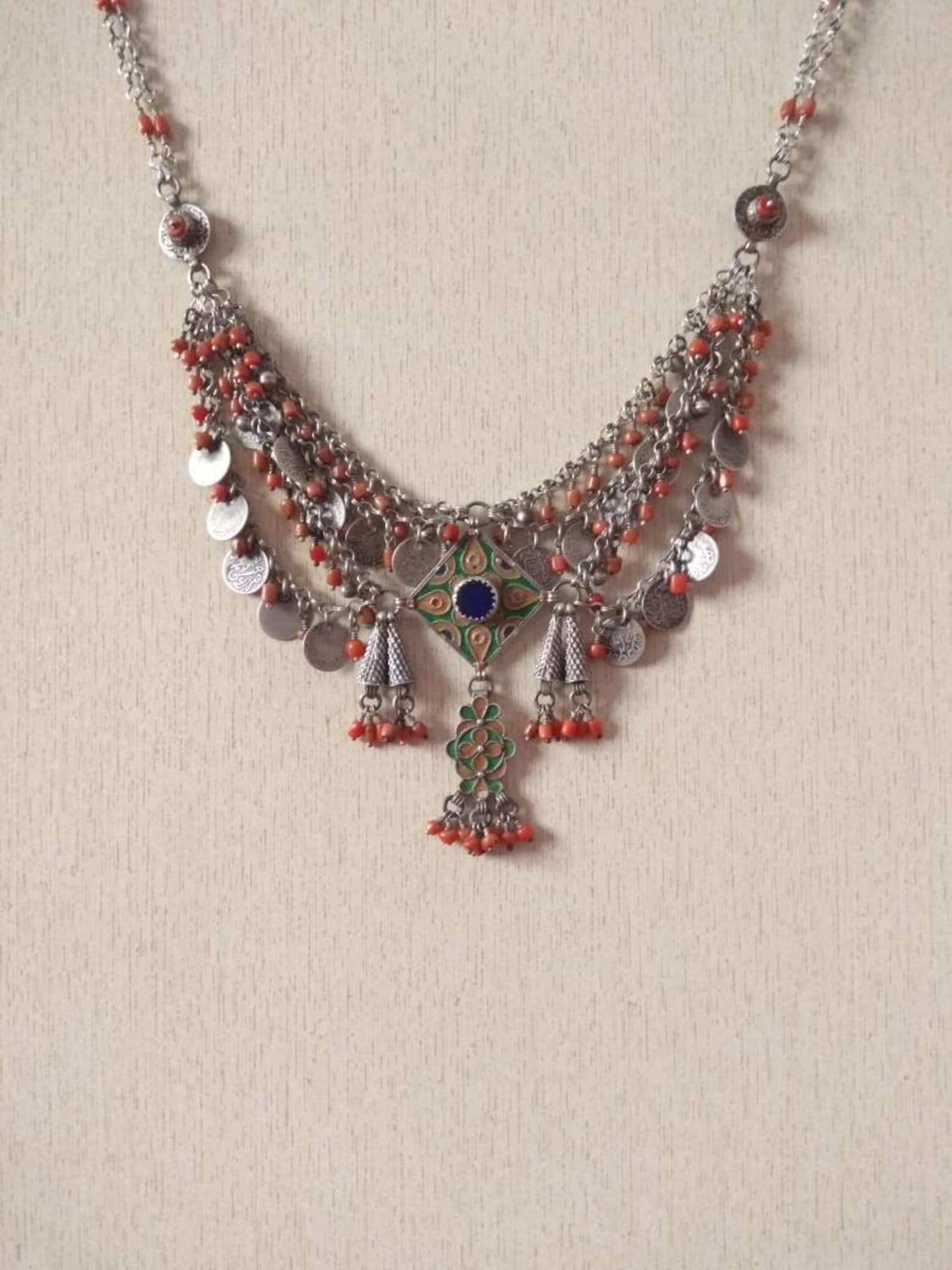 Antique Silver Berber Necklace & Earrings from Morocco with | Etsy