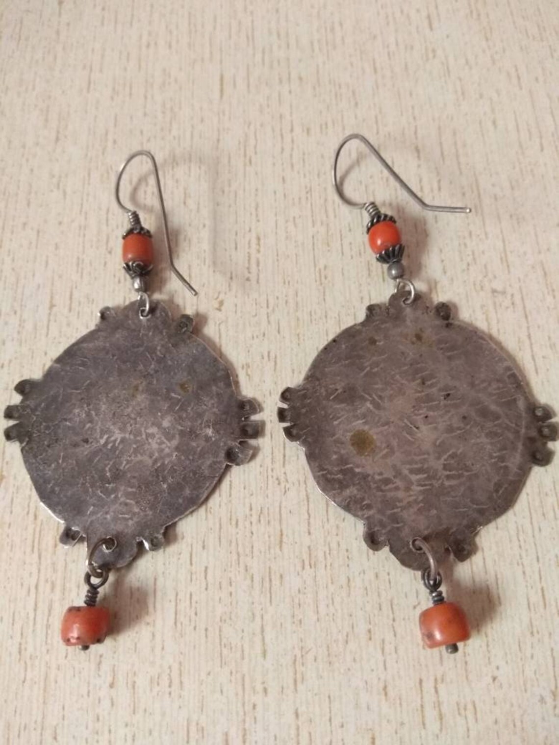 Antique Silver Berber Earrings From Morocco With Old Coral | Etsy
