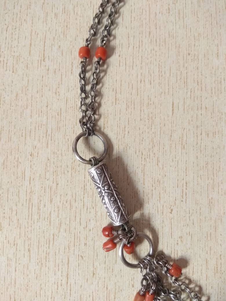 Moroccan Silver Berber Necklace From Morocco With Old Coral - Etsy