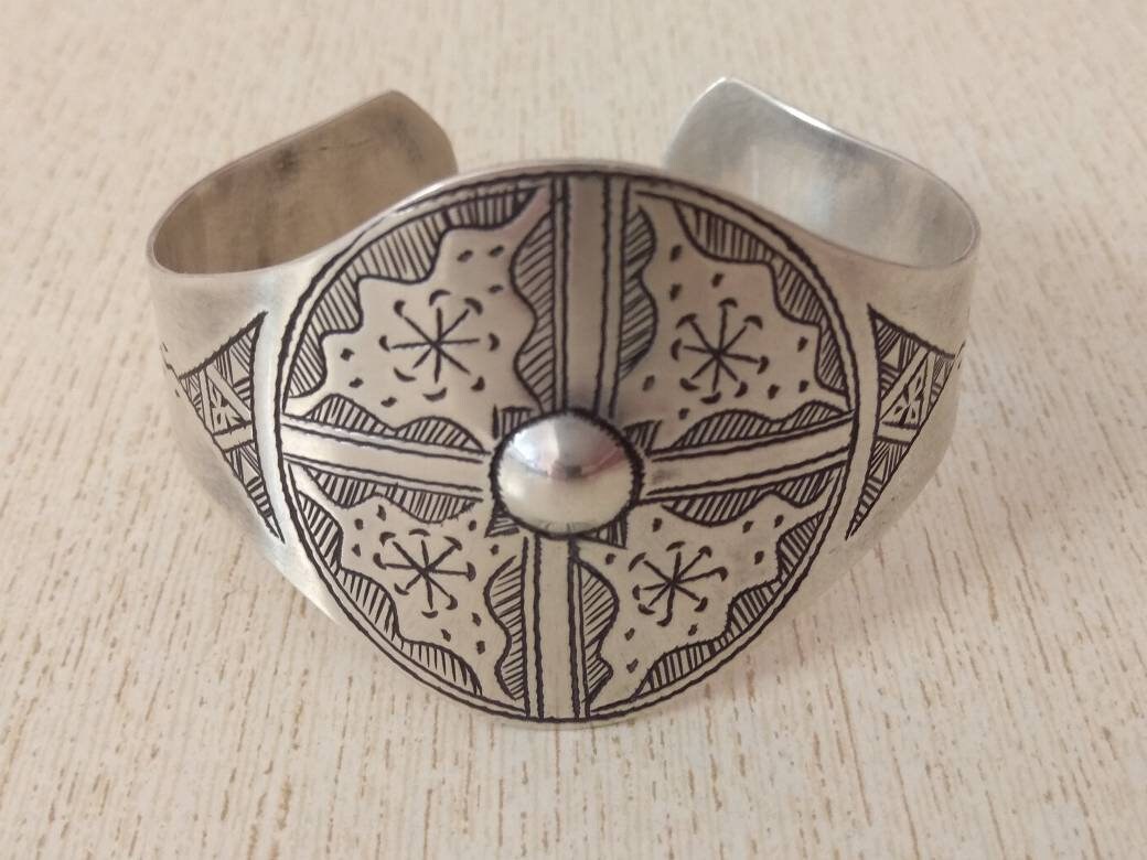 Moroccan Silver Berber Bracelet With Hallmarks, Berber Bracelets ...