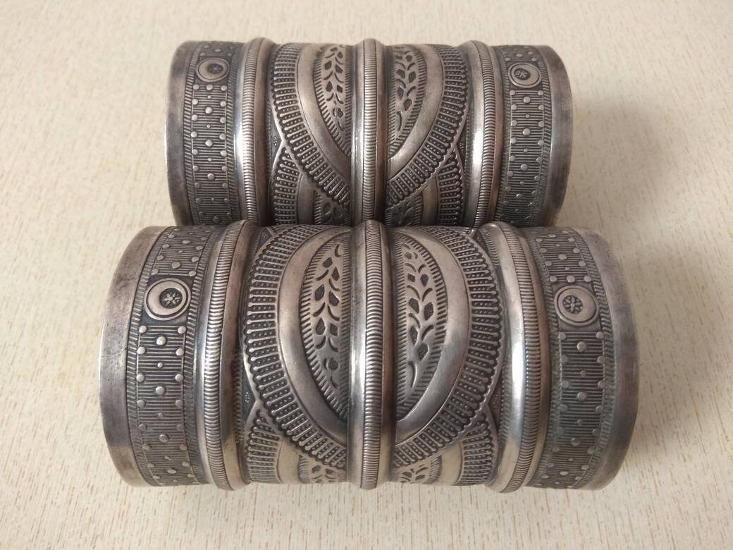 Vintage Libyan Silver Cuff Bracelets: Berber Tribal Jewelry - Etsy