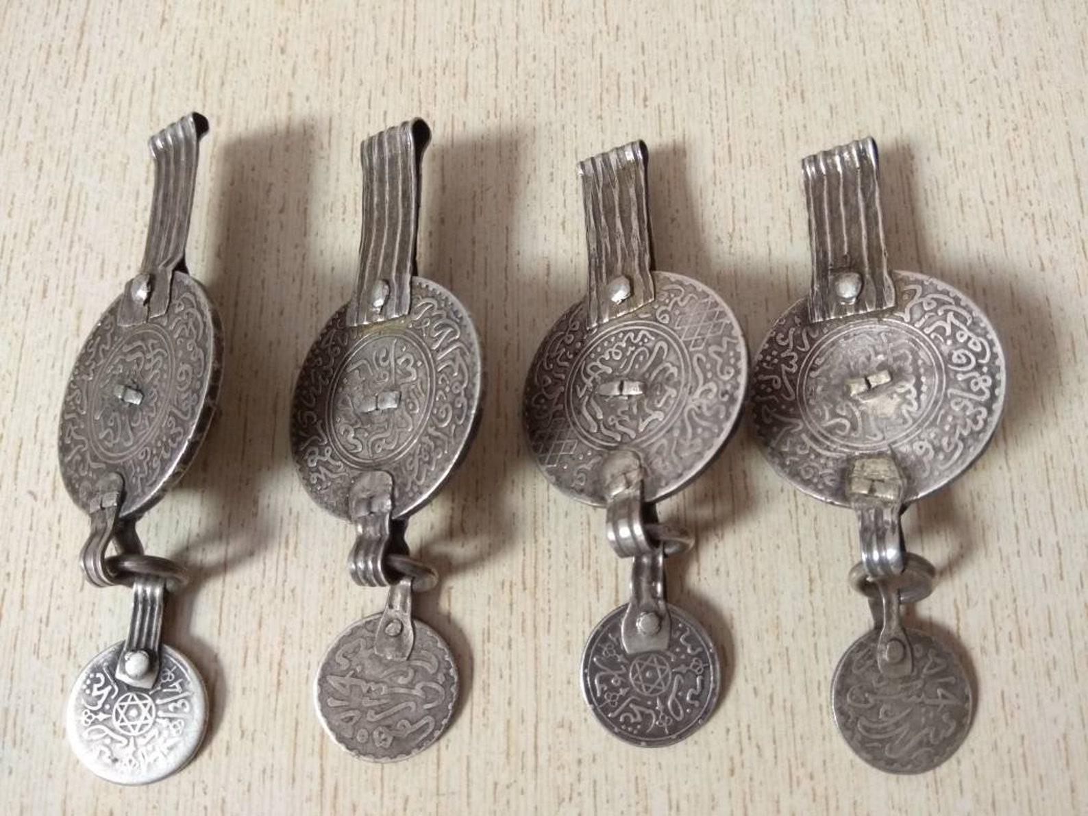 Set of 8 Antique Silver Berber Coins Pendants From Morocco - Etsy