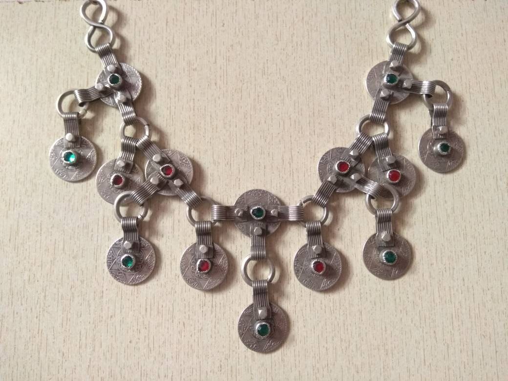 Antique Silver Berber Necklace from Morocco with Old Coins and | Etsy
