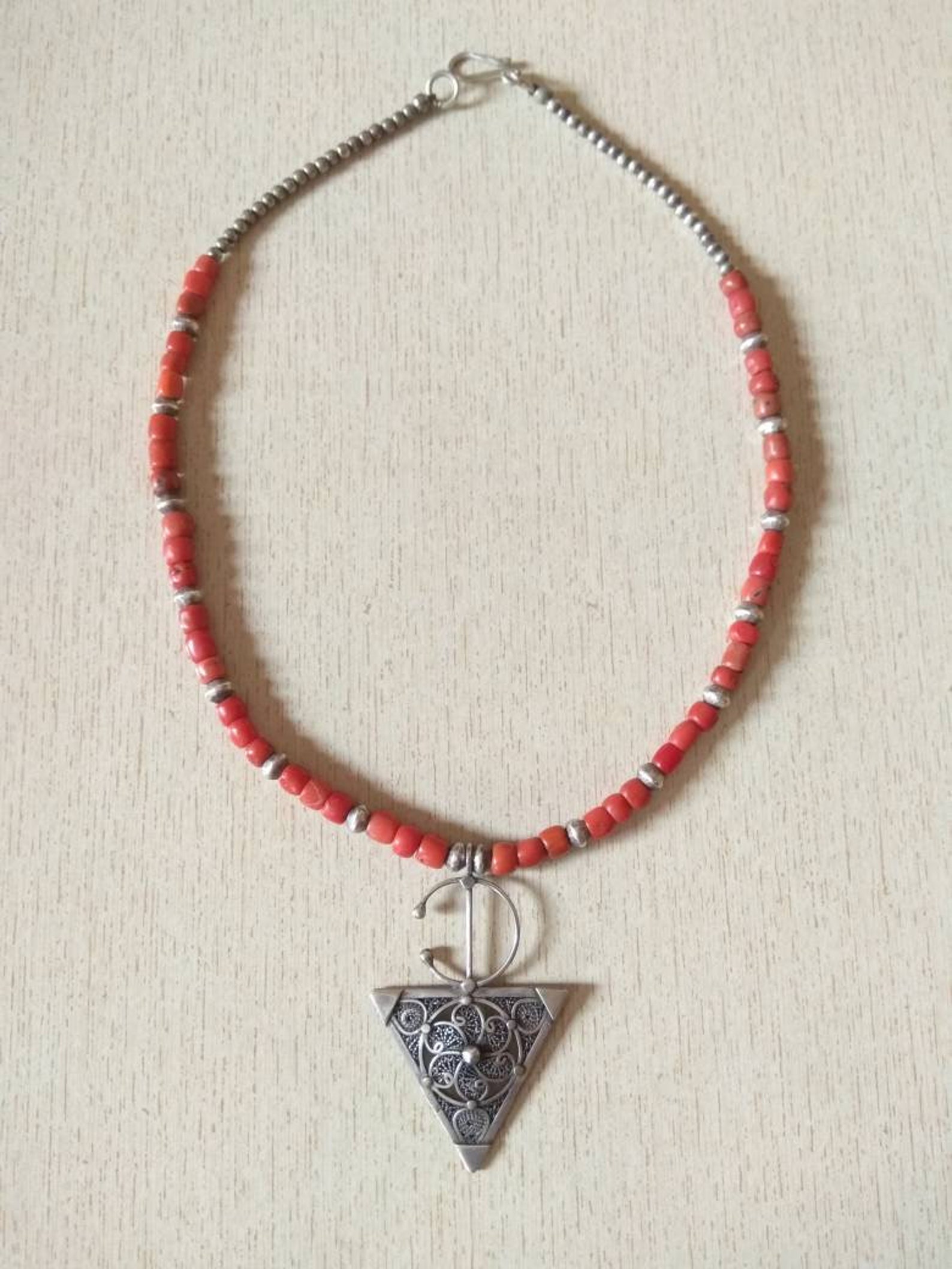 Antique Silver Berber Necklace From Morocco With Old Coral - Etsy