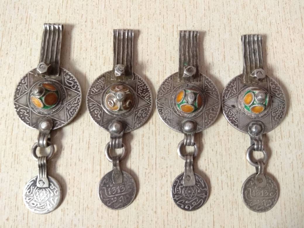 Set of 8 Antique Silver Berber Coins Pendants From Morocco - Etsy