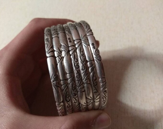 Moroccan Silver Berber Bracelets - Set of 7 With Hallmark - Etsy