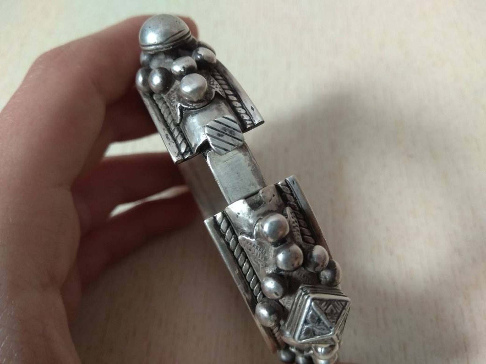 Moroccan Silver Mizam Bracelet With Hallmarks, Saharian Bracelets ...