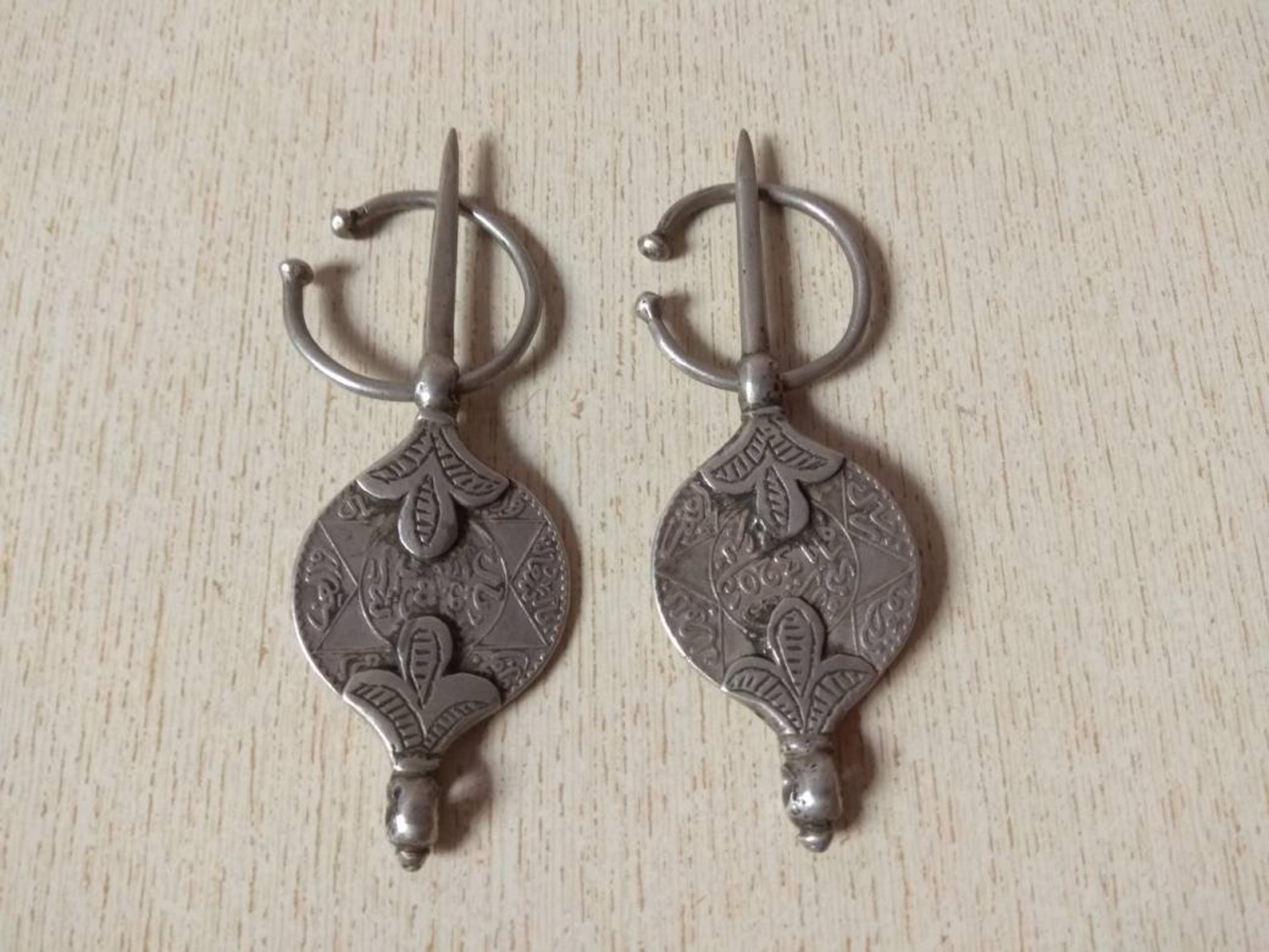 Antique Pair Silver Coin Fibula From Morocco, Old Silver Coins, Berber ...