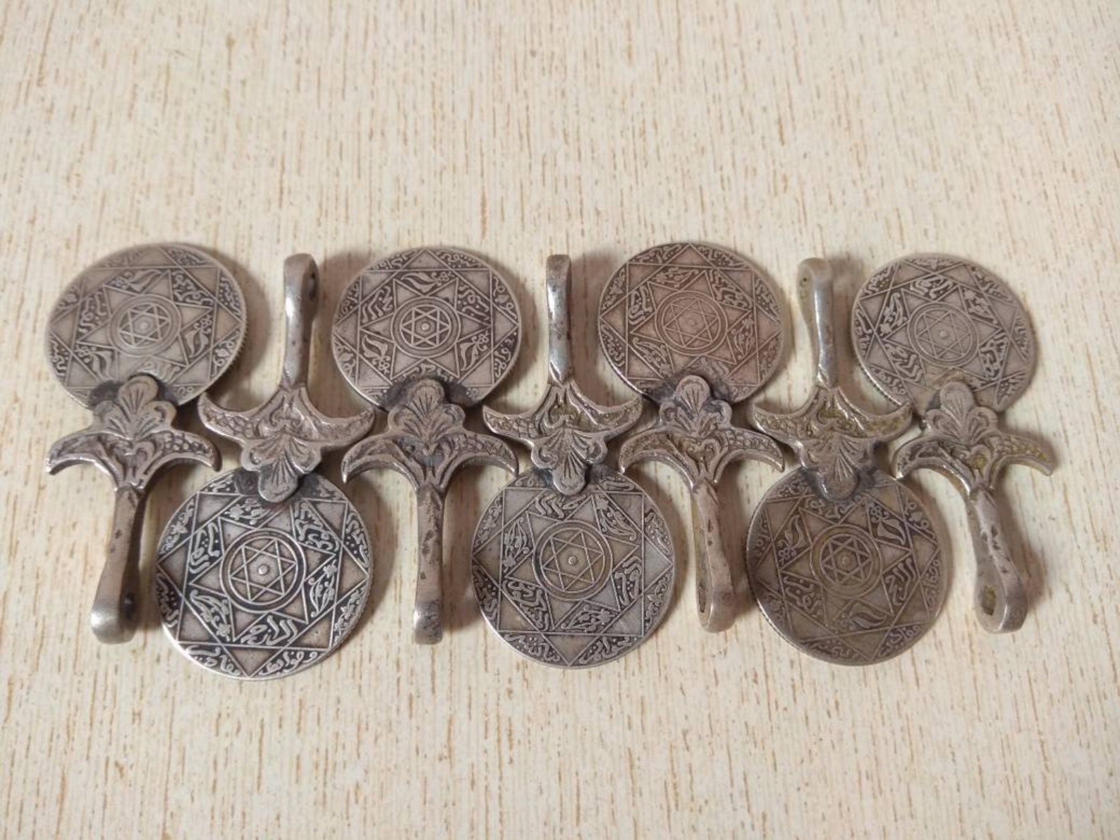 Set of 7 Antique Silver Berber Coins Pendants From Morocco | Etsy