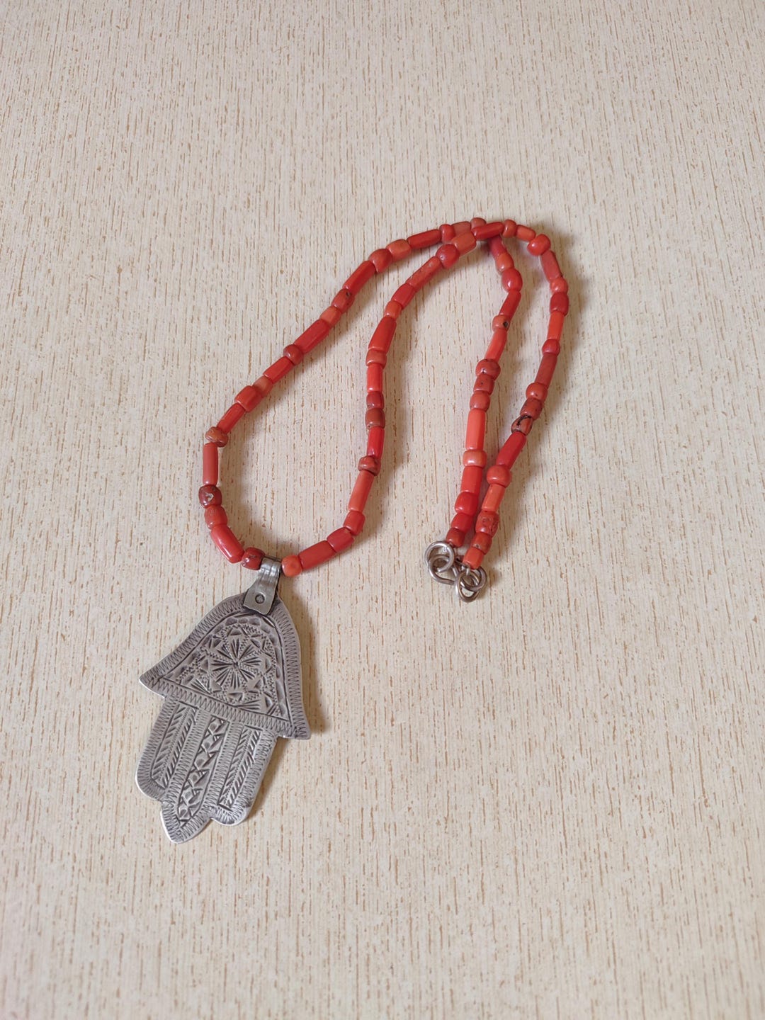 Antique Silver Berber Necklace From Morocco With Old Coral Beads and ...