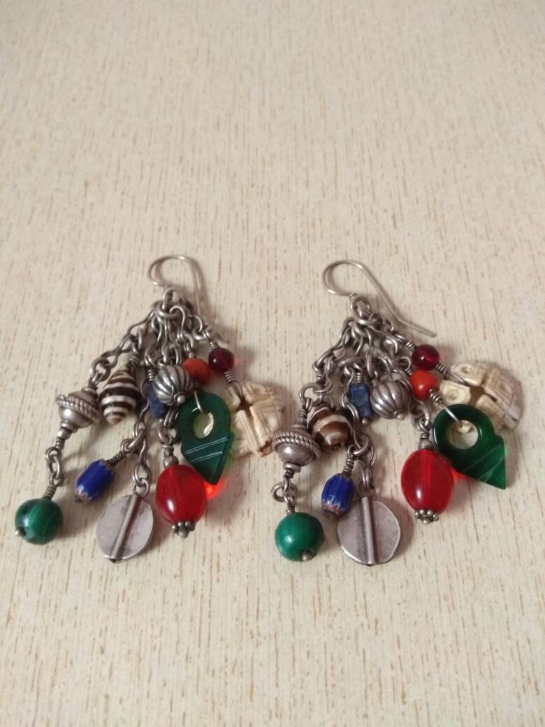 Moroccan Silver Berber Earrings With Talhakimt and Old Coral - Etsy