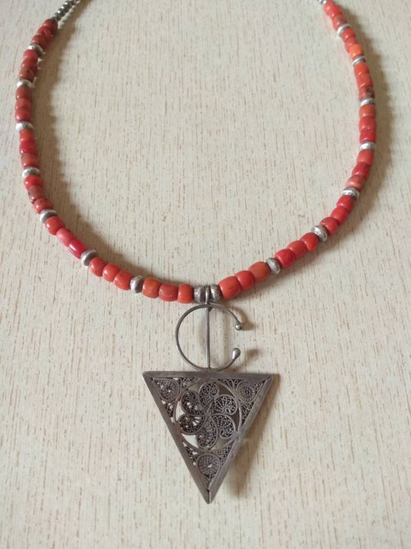 Antique Silver Berber Necklace From Morocco With Old Coral - Etsy