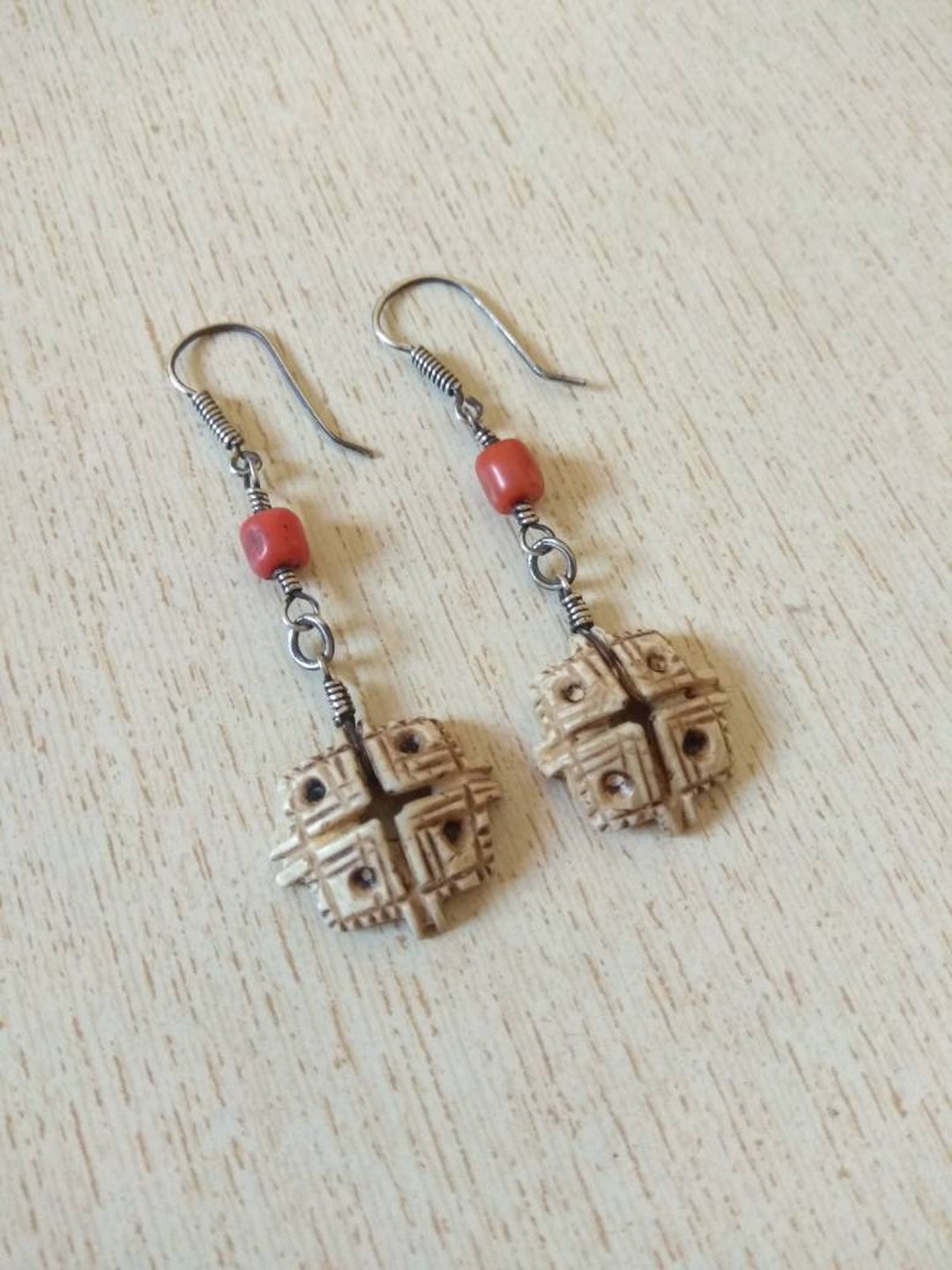 Antique Silver Berber Earrings From Morocco With Old Coral and Shell ...