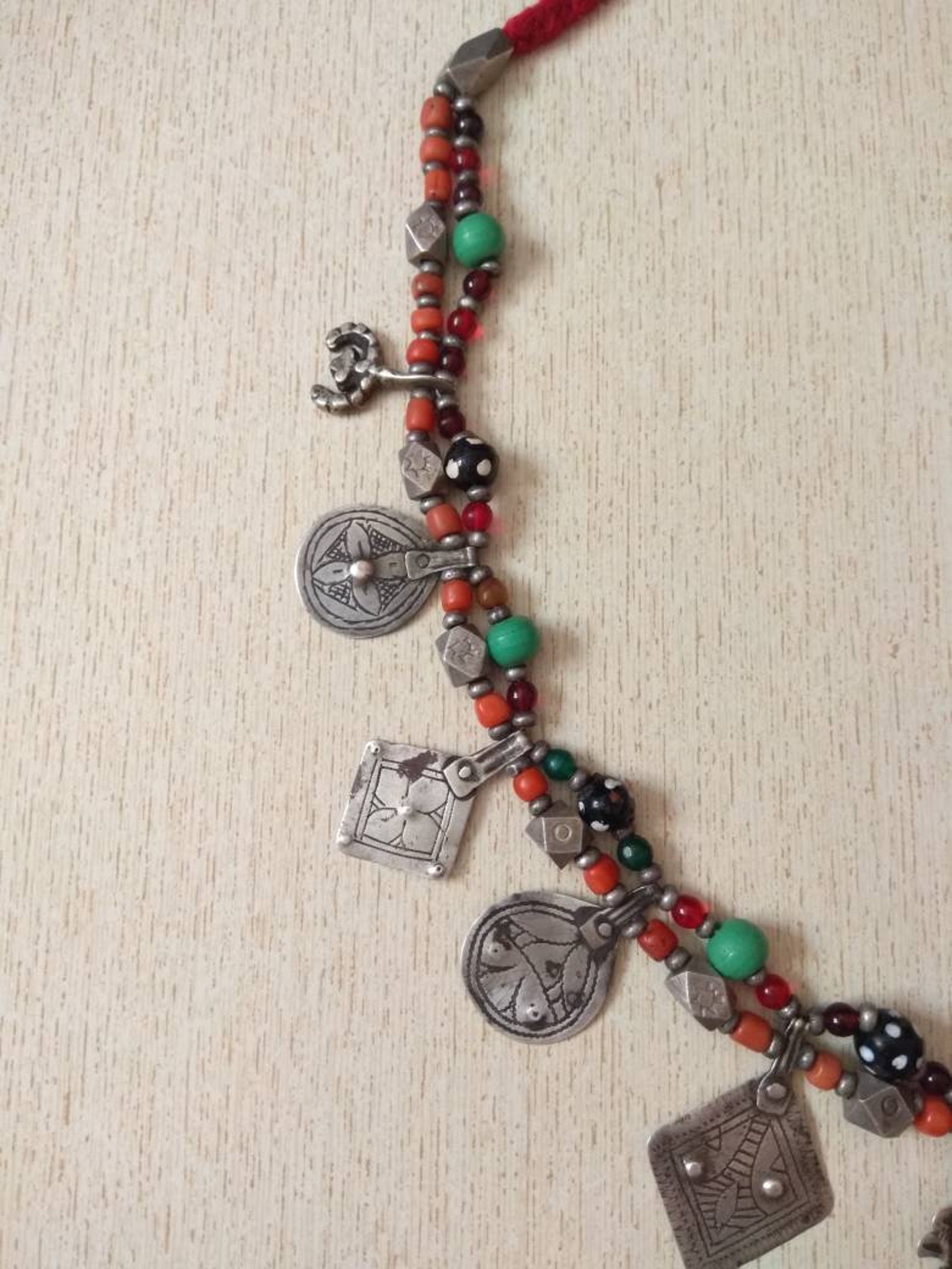 Antique Berber Necklace From Morocco With Berber Pendants, Old Coral ...
