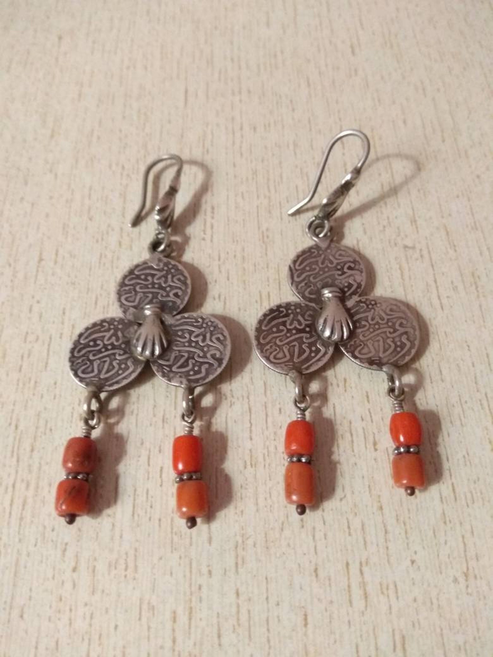 Silver Berber Earrings From Morocco With Silver Coins and Old - Etsy