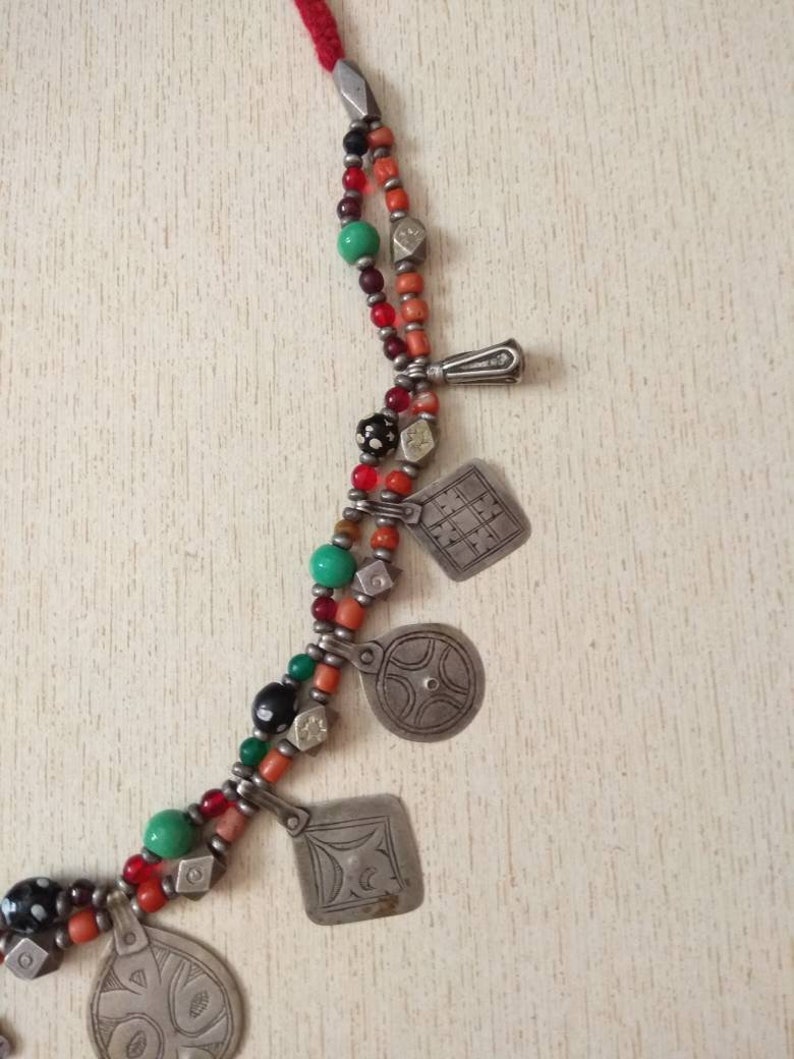 Antique Berber Necklace From Morocco With Berber Pendants, Old Coral ...