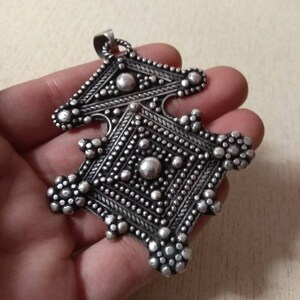 Antique Silver Cross Pendant From Southern Morocco With Granulats ...