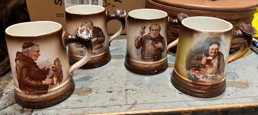 Gorgeous Collection of 4 Antique Porcelain Friar Monk Beer Steins by ...