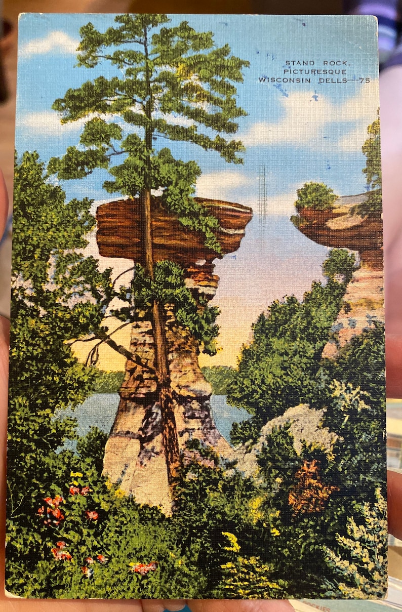 Beautiful Antique Linen Postcard of Stand Rock Picturesque at Madison ...