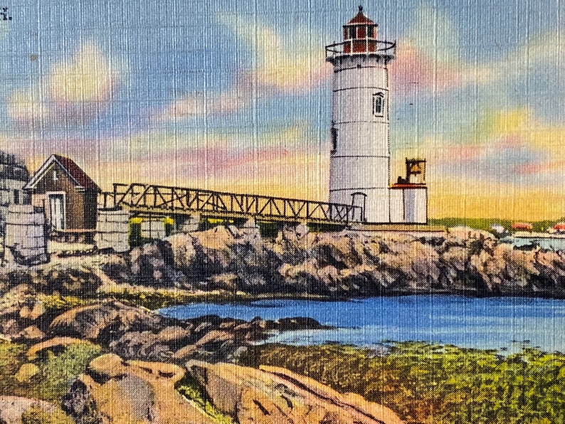 Lovely Antique Linen Postcard of Fort Point Light in New - Etsy