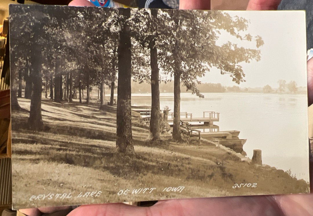 Beautiful Antique RPOC Real Photo Postcard of Crystal Lake at De Witt ...