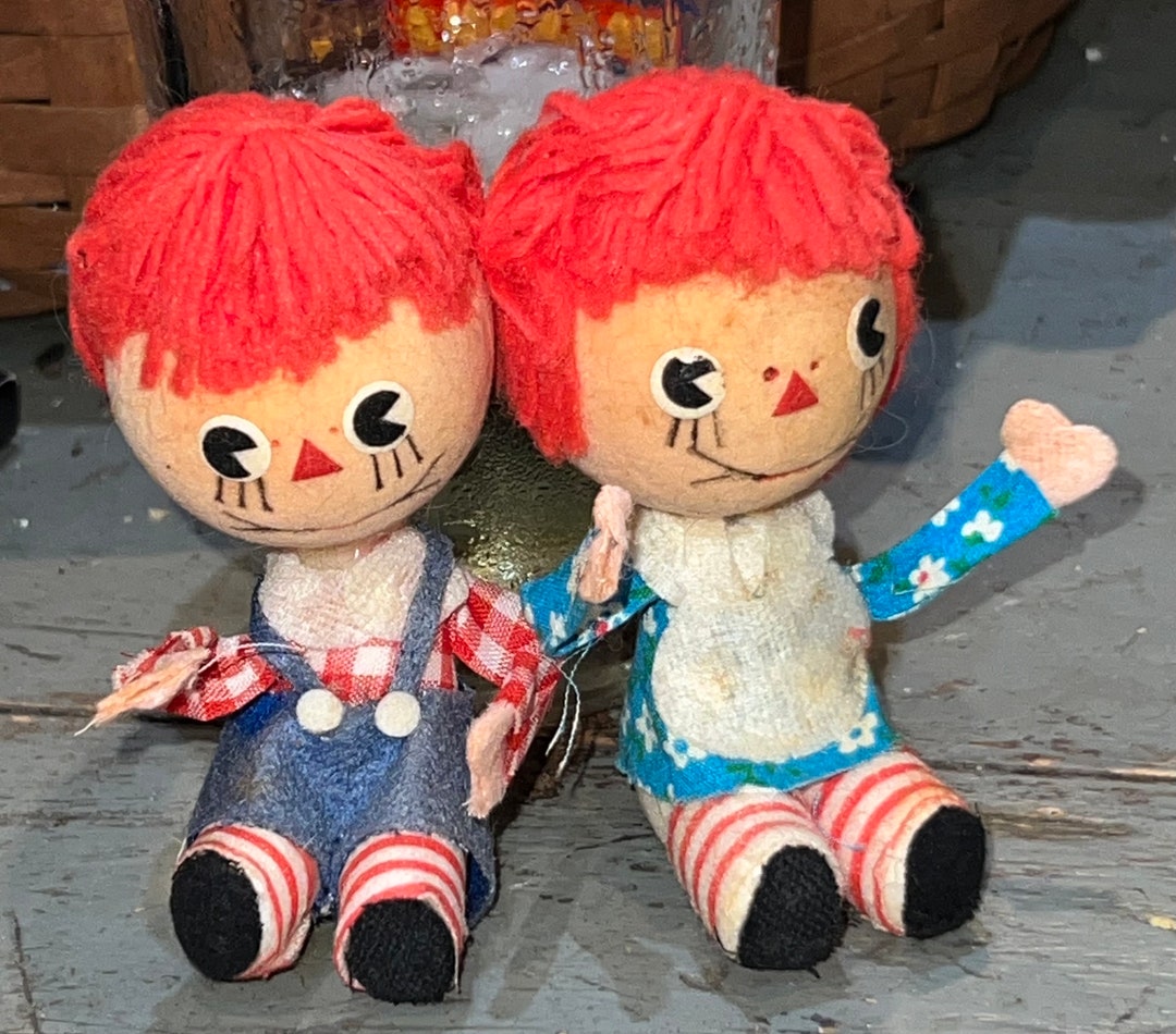 CUTE Raggedy Ann & Andy Made in Japan Little Flocked Head Dolls - Etsy