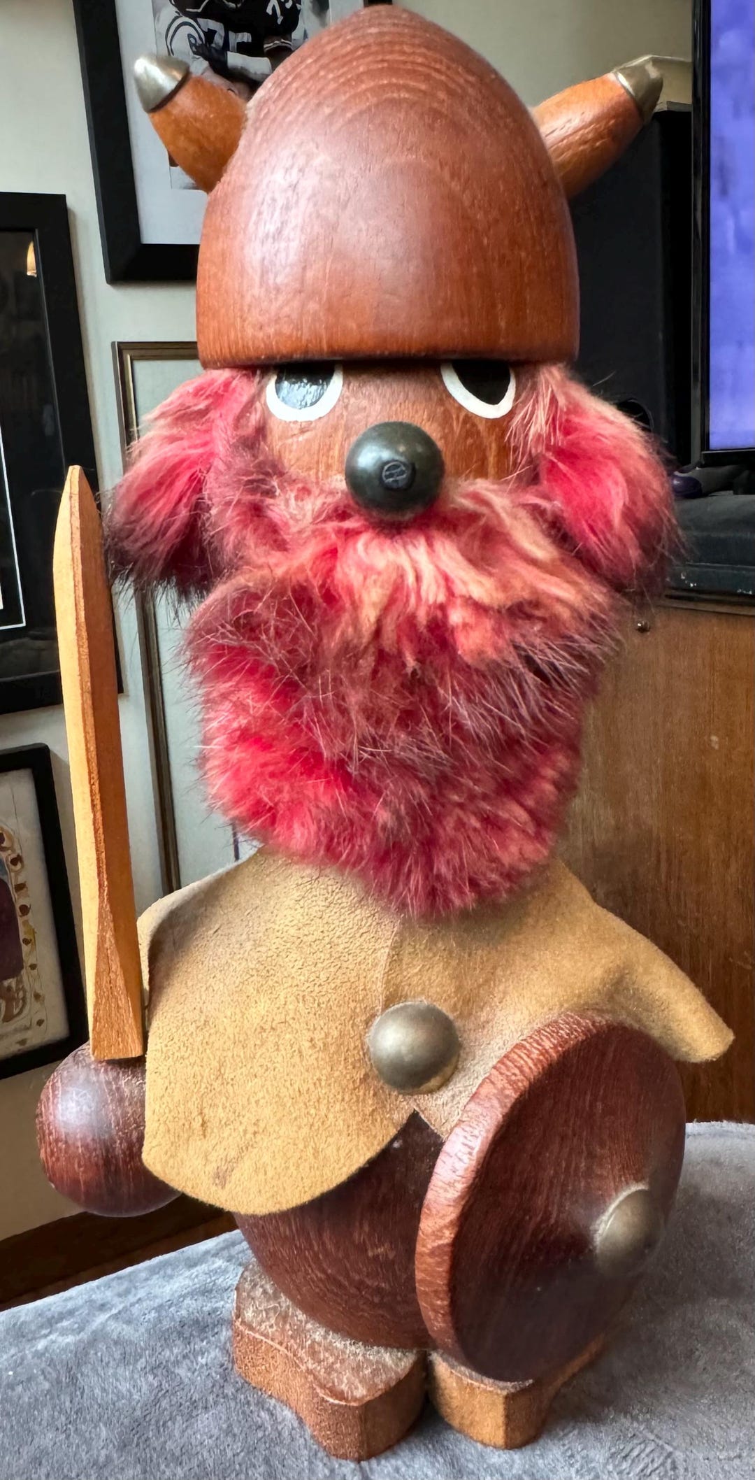 Vintage 1950s 12” Danish Viking Wooden Figurine, Scandinavian Viking ...