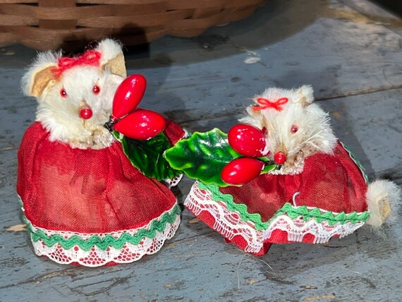 Vintage Original Fur Toys Pair of Mice Mouse Christmas Girl - Etsy