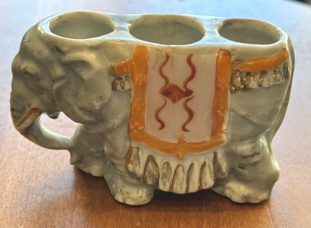 Darling Antique Vintage Elephant Lipstick Holder or Planter - Etsy