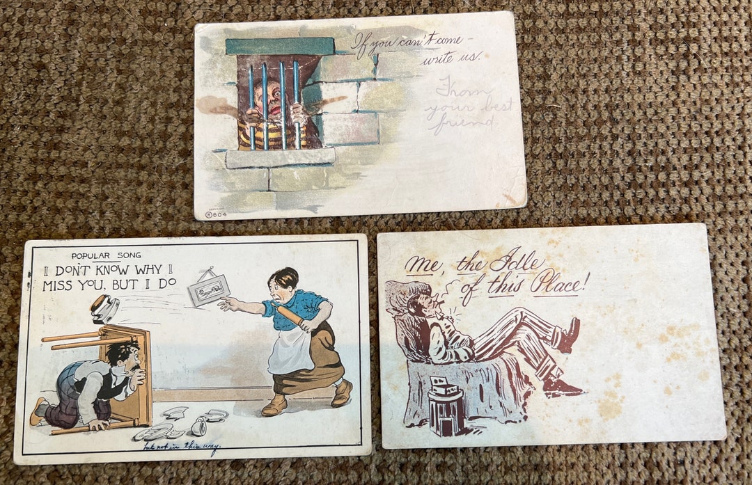 Badass Lot of 3 Antique Comical 1907 Postcards - Etsy