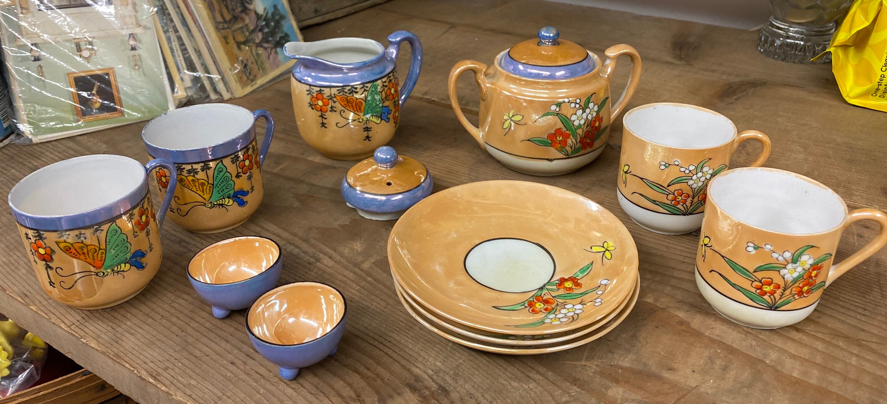 Lovely Set of Creamer Sugar Tea Cups & Salt Cellars in Peach | Etsy