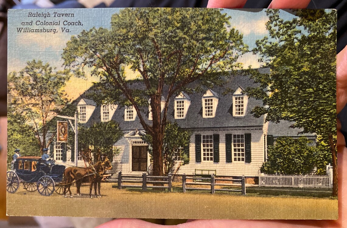 Lovely Antique Linen Postcard of Raleigh Tavern and Colonial - Etsy
