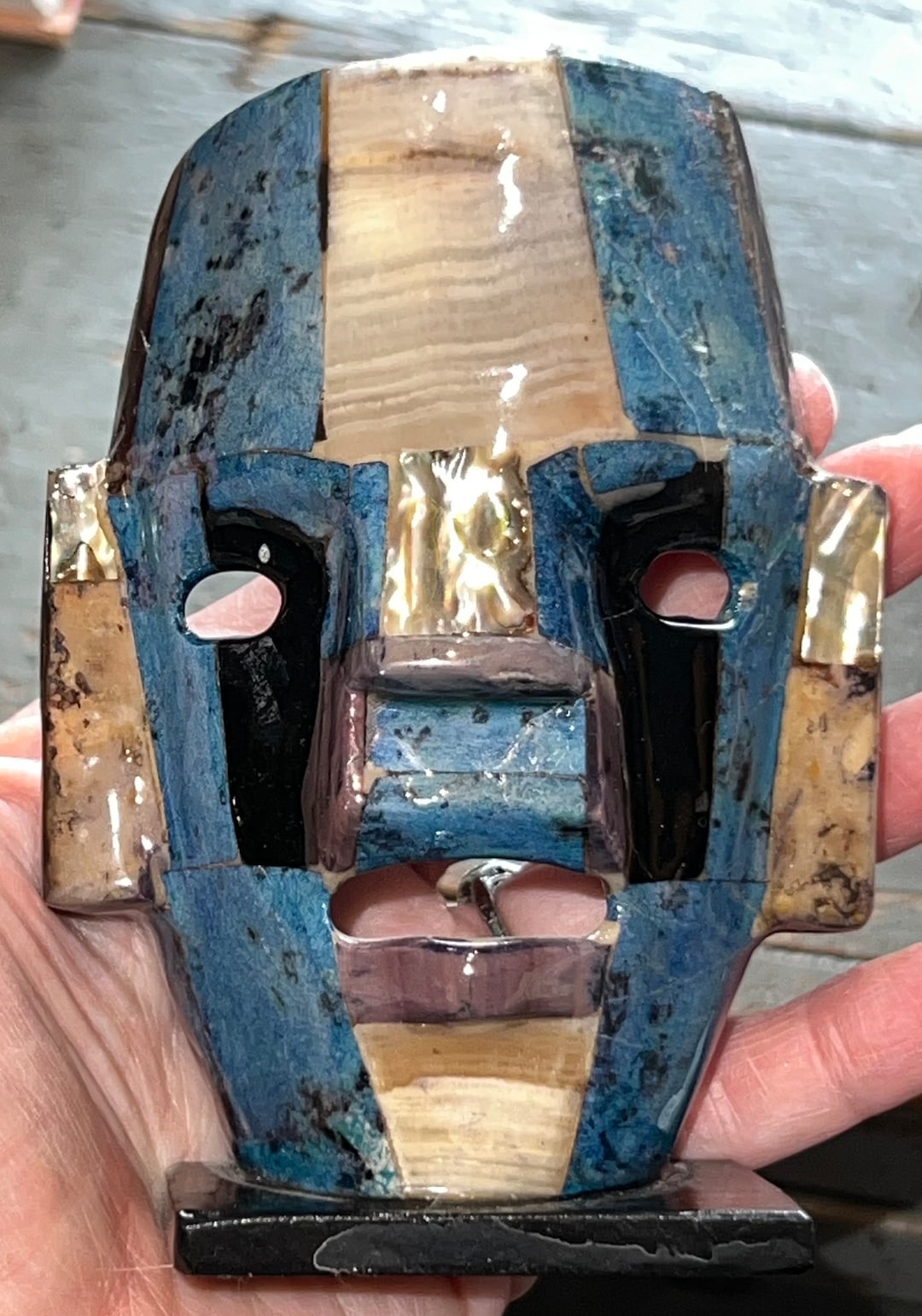 Cool Aztec Culture Mexico Mask With Turquoise Mother of Pearl Onyx ...