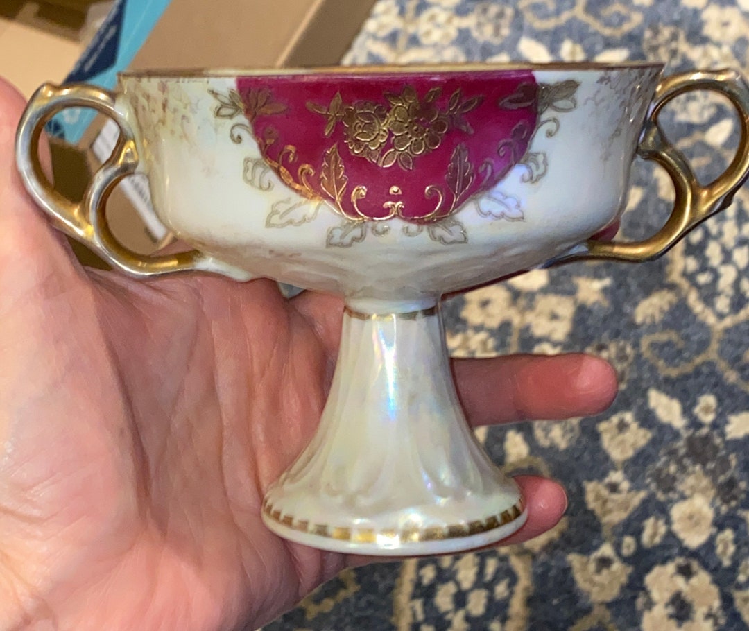 Lovely Pearlescent Vintage Compote Made by Royal Sealy China - Etsy