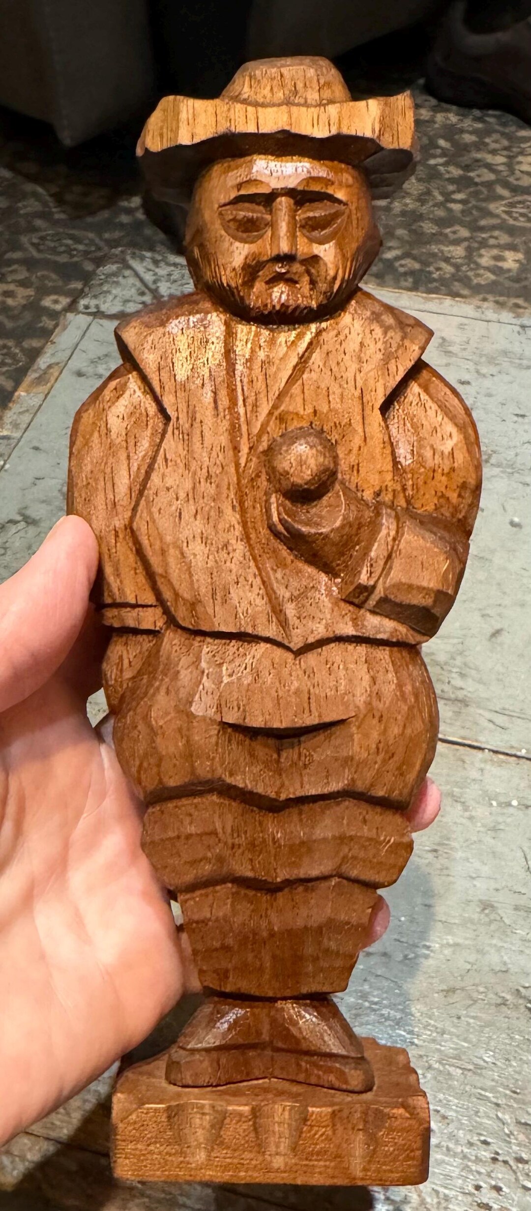 Cool Handcarved Wooden Folk Art Tramp Art Man in Hat - Etsy