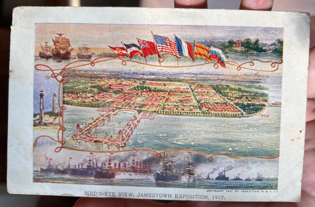 Cool Antique Postcard of Bird’s Eye View, Jamestown Exposition 1907 - Etsy