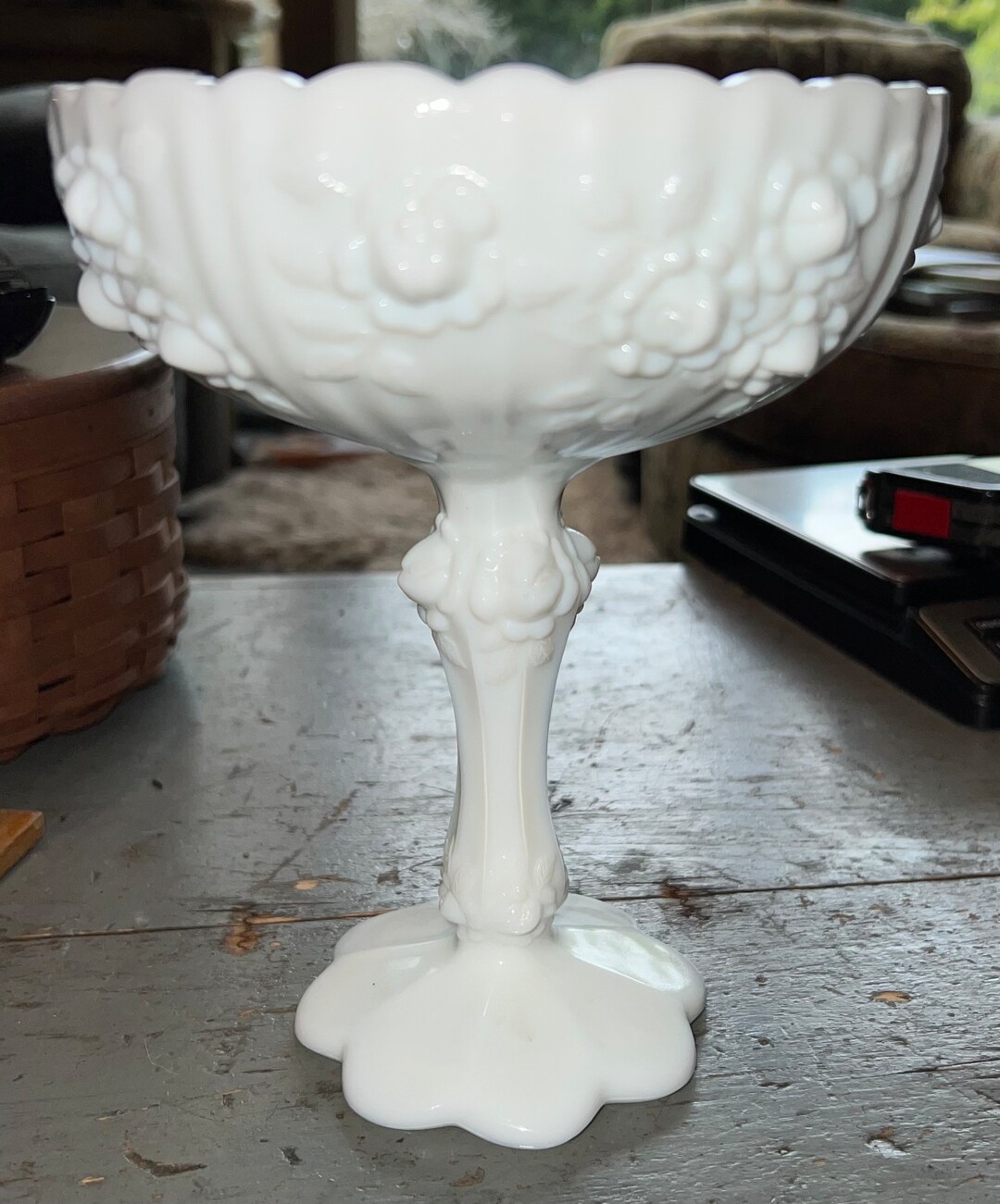 Beautiful Fenton White Milk Glass Stemmed Compote Candy 7-5/8” Dish - Etsy