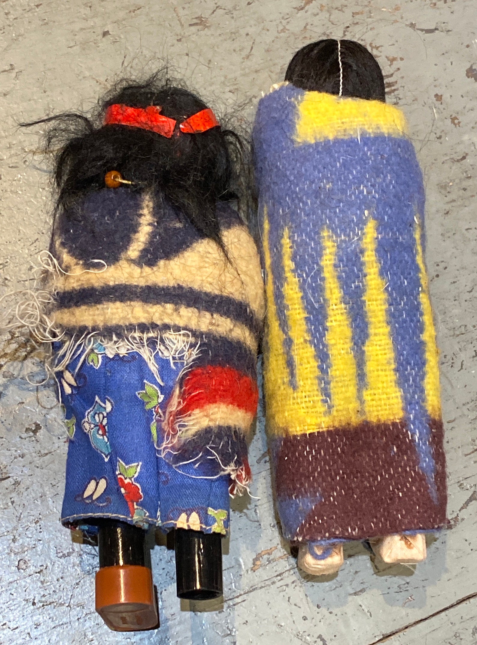 Two Darling Antique Little Native American Indian Skookum Dolls Bully ...