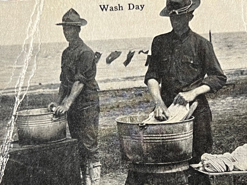 Antique Photo Postcard of WWI Picture of Soldiers on Wash Day - Etsy