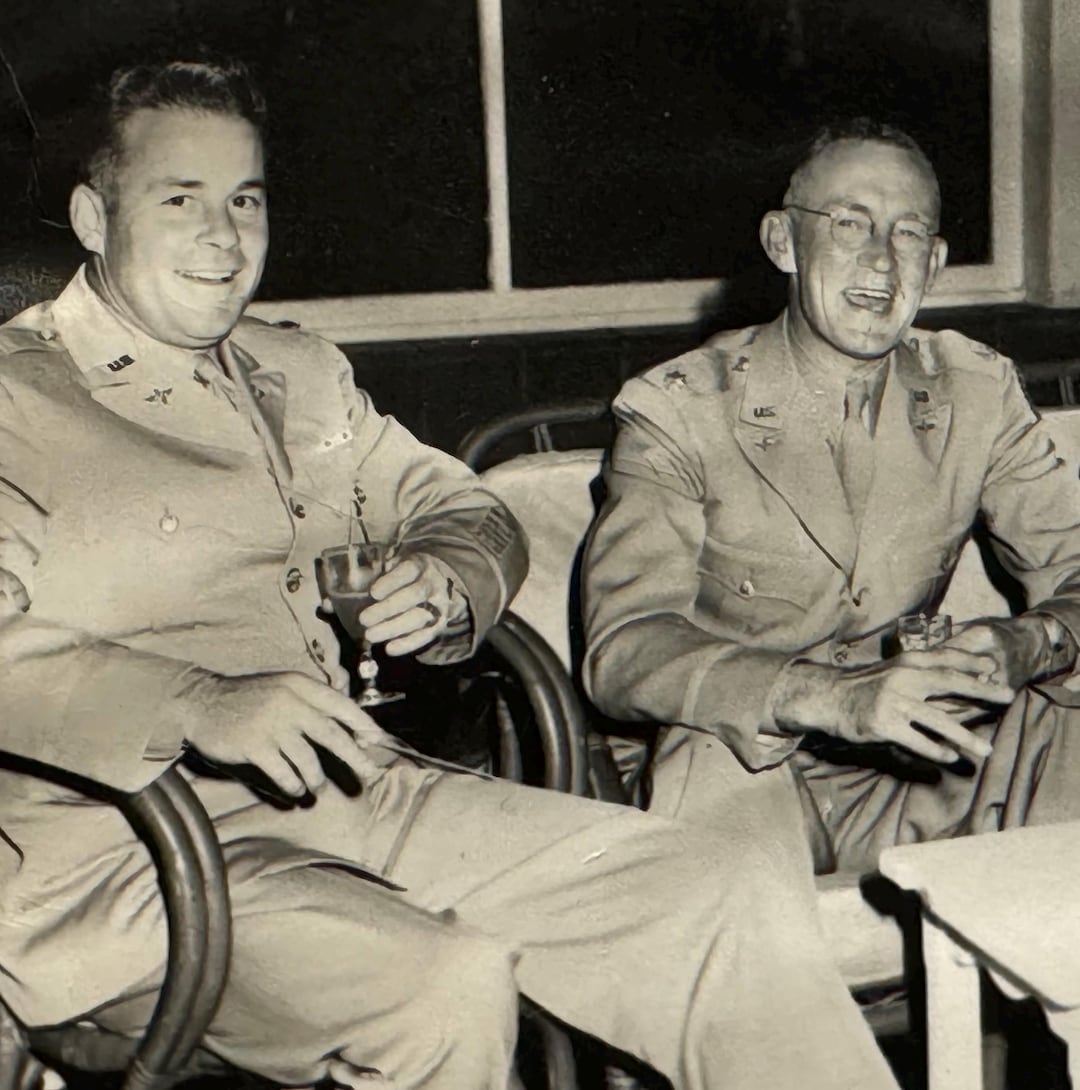 Badass WWII Black & White Antique Photo of Inspection Team at Hotel El ...