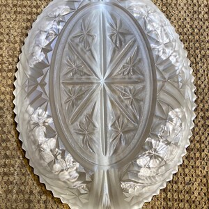 Beautiful Vintage Antique 10” X 6-1/4” Silver Inlay Glass Serving Dish ...